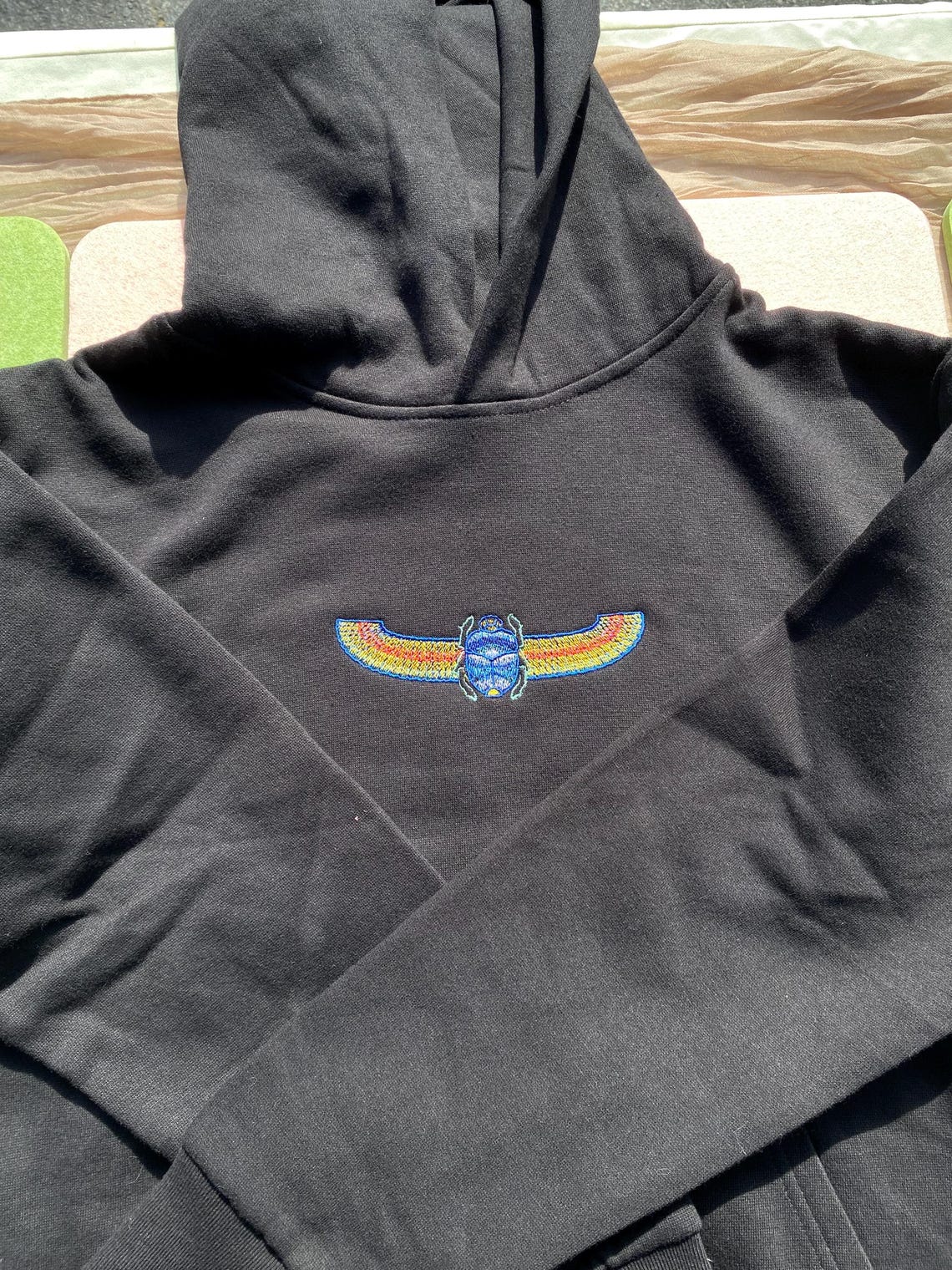 Embroidered Egyptian Scarab Hoodie - Etsy