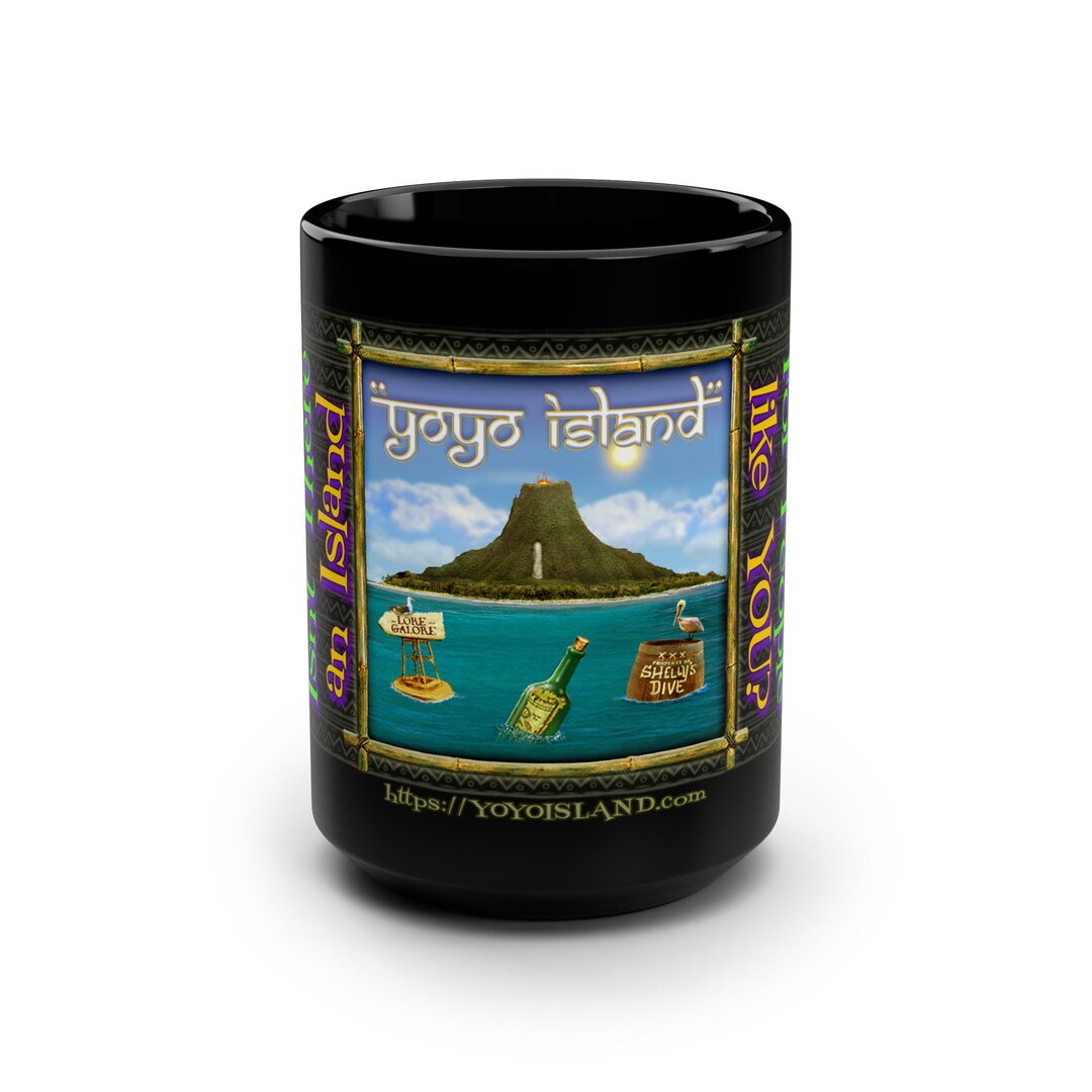 Yoyo Mug - "isn't There an Island", 15 Oz., Black Ceramic - Etsy