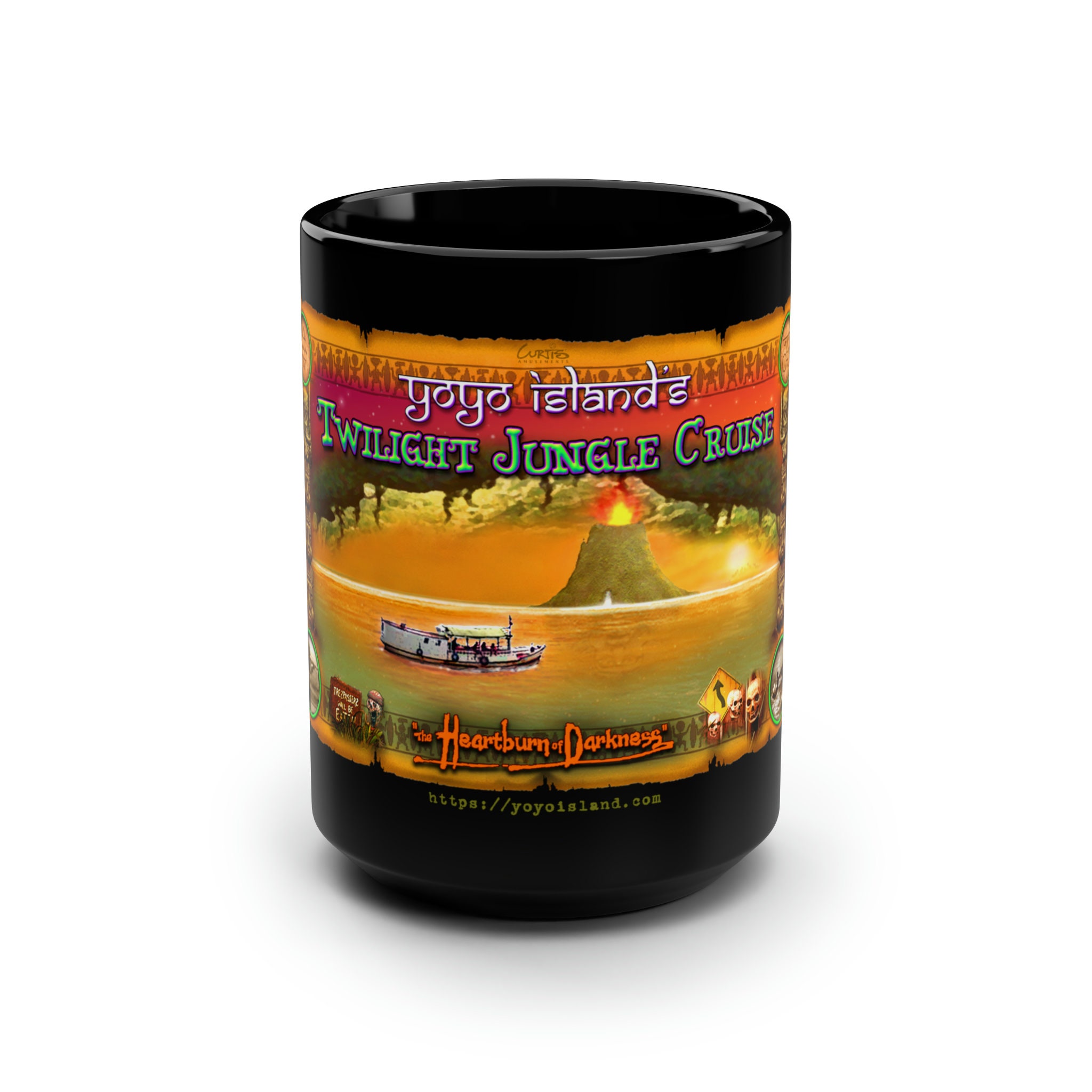 Yoyo Mug - "twilight Jungle Cruise", 15 Oz., Black Ceramic - Etsy
