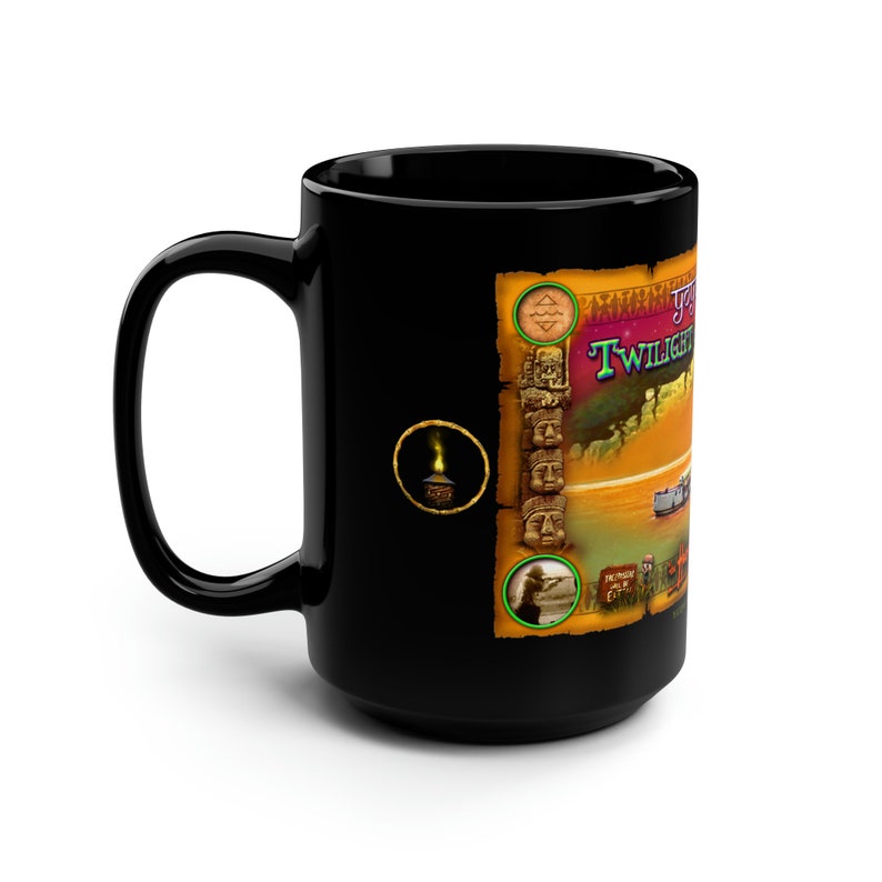 Yoyo Mug - "twilight Jungle Cruise", 15 Oz., Black Ceramic - Etsy