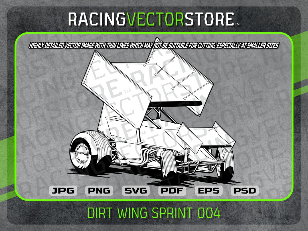 Dirt Track Winged Sprint Car Race Car Highly Detailed Image in .svg .ai ...