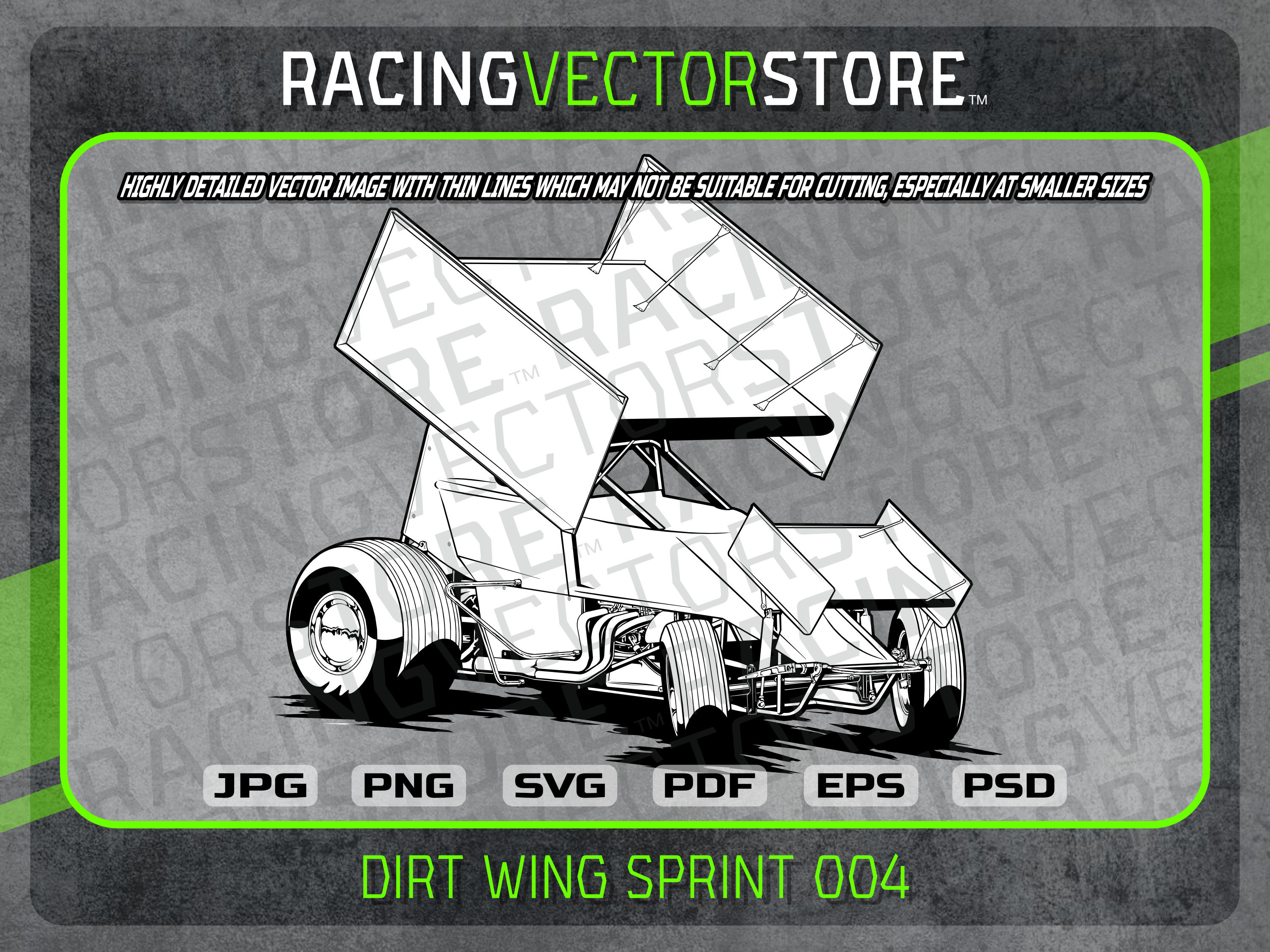 Dirt Track Winged Sprint Car Race Car Highly Detailed Image in .svg .ai ...