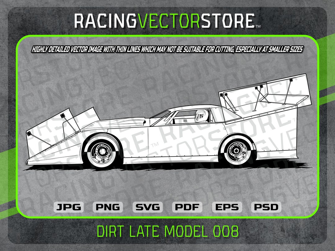 Dirt Late Model Vintage Wedge Race Car Highly Detailed Image in .svg ...