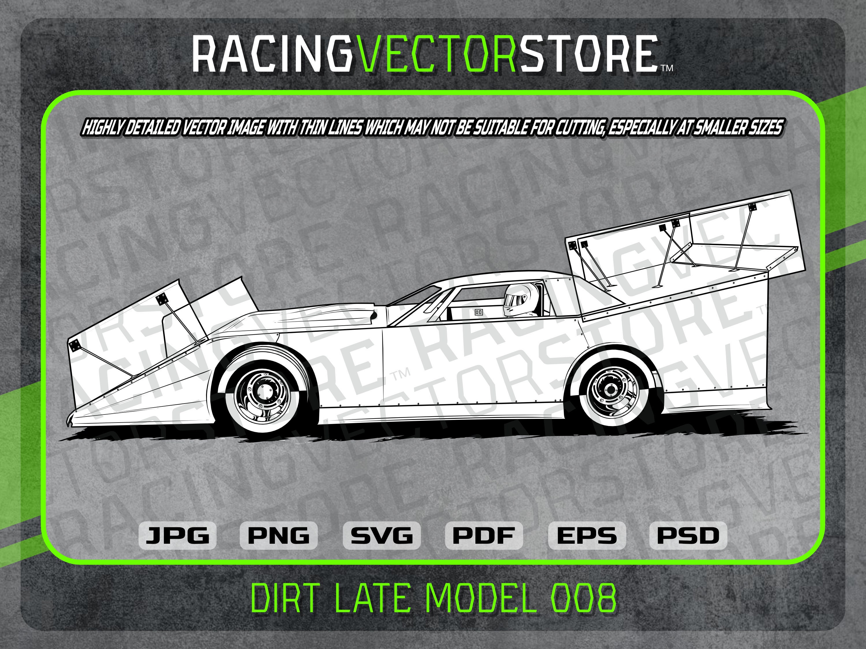 Dirt Late Model Vintage Wedge Race Car Highly Detailed Image in .svg ...