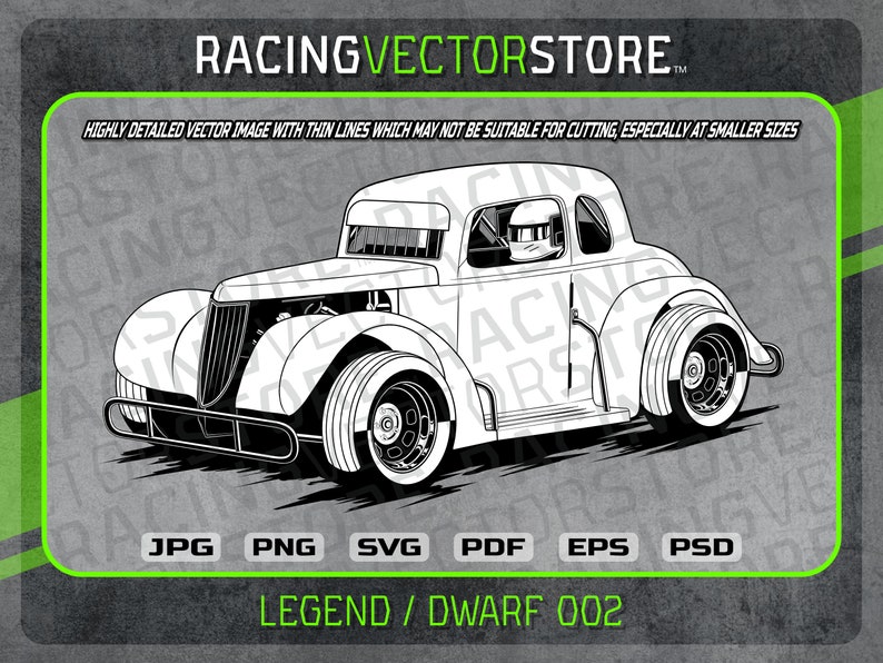 Legend / Dwarf Race Car Highly Detailed Vector Clipart Image in .svg ...