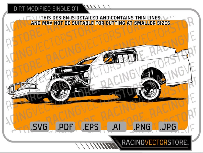 Dirt Track Modified Race Car Highly Detailed Image in .svg .ai - Etsy