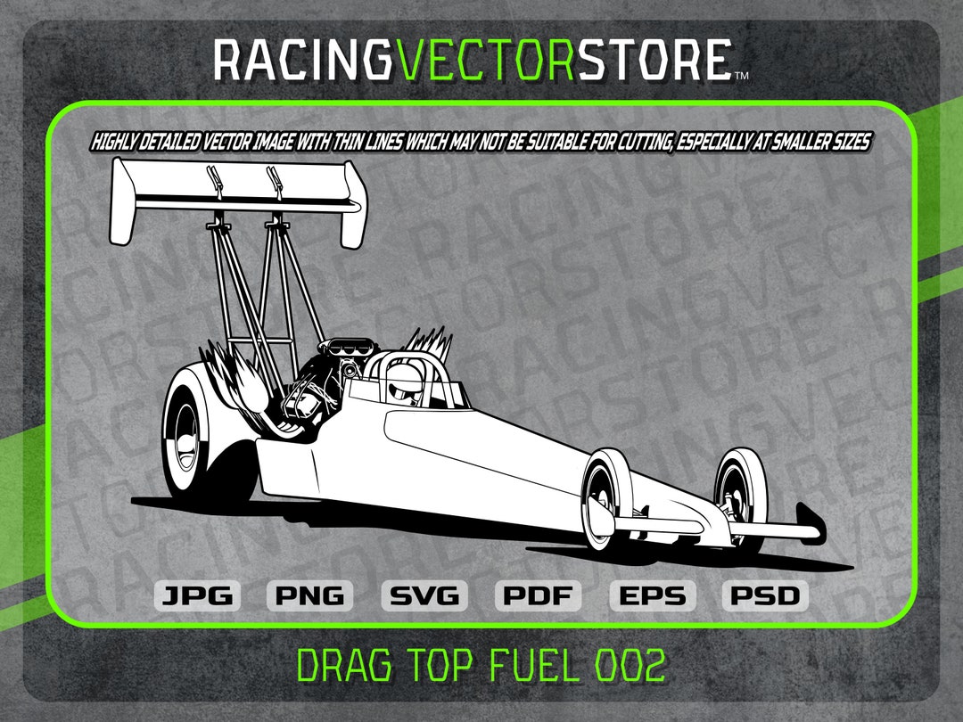 Drag Racing Top Fuel Dragster Race Car Highly Detailed Image in .svg ...