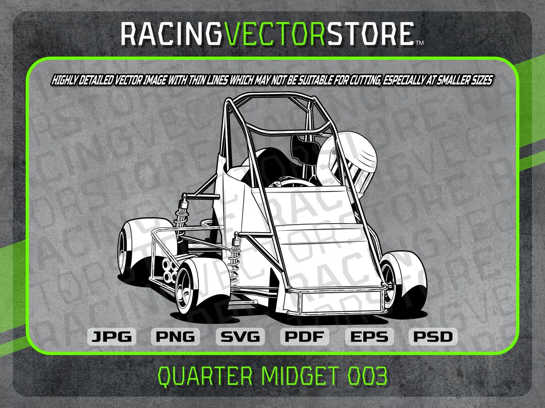 Dirt Track Quarter Midget Race Car Highly Detailed Image in .svg .ai ...