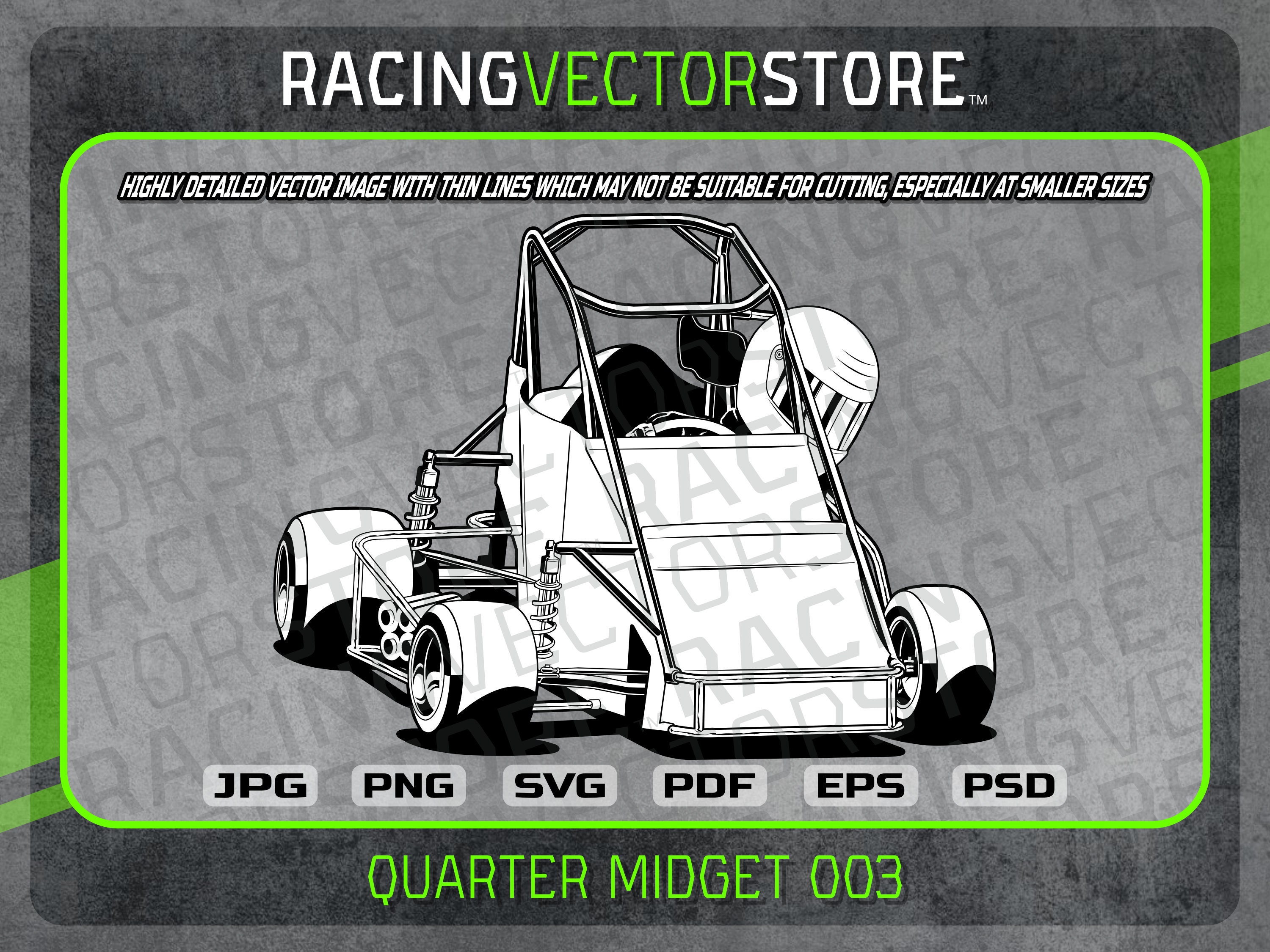 Dirt Track Quarter Midget Race Car Highly Detailed Image in .svg .ai ...