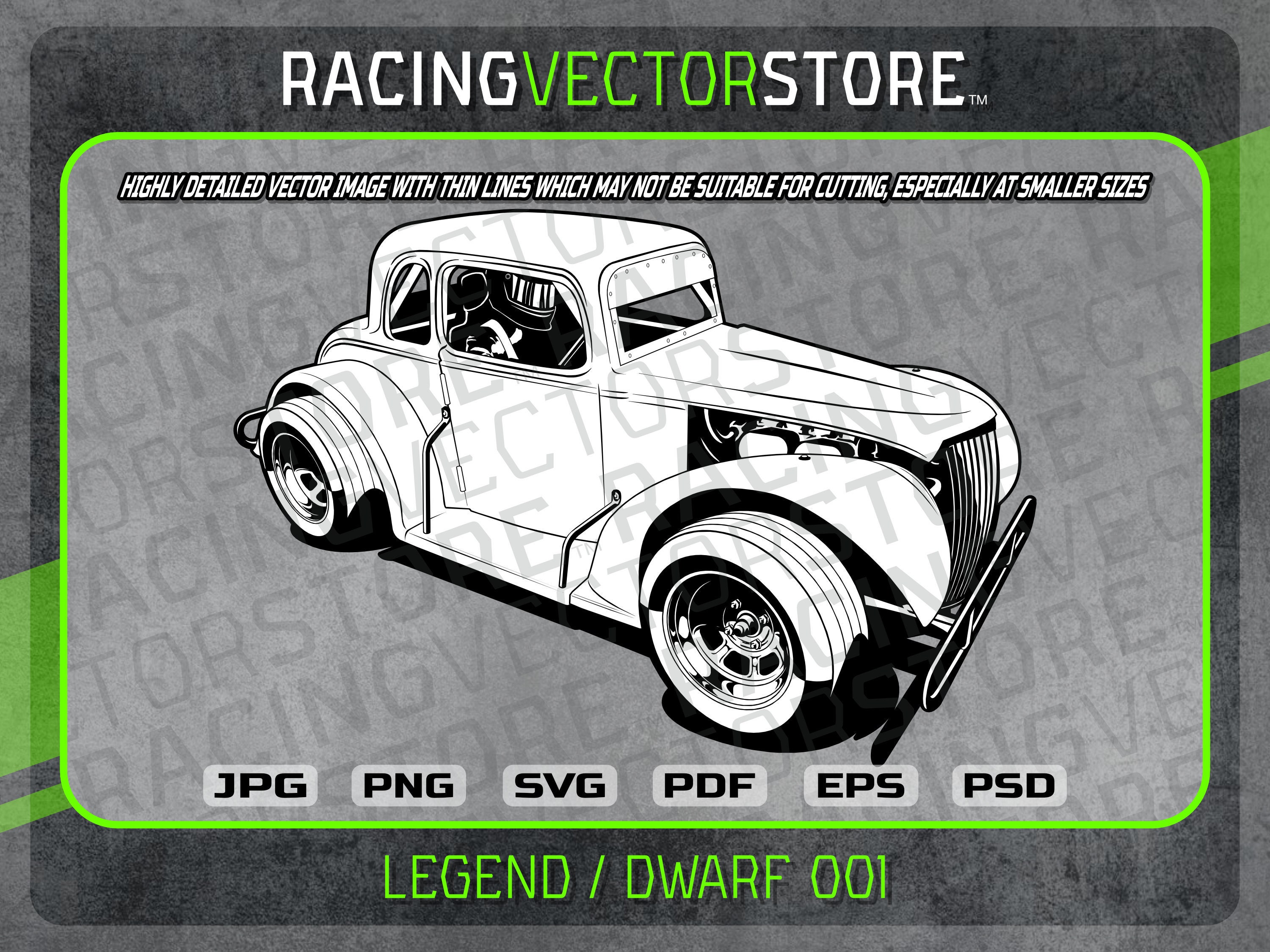 Legend / Dwarf Race Car Highly Detailed Vector Image in .svg .ai .pdf ...