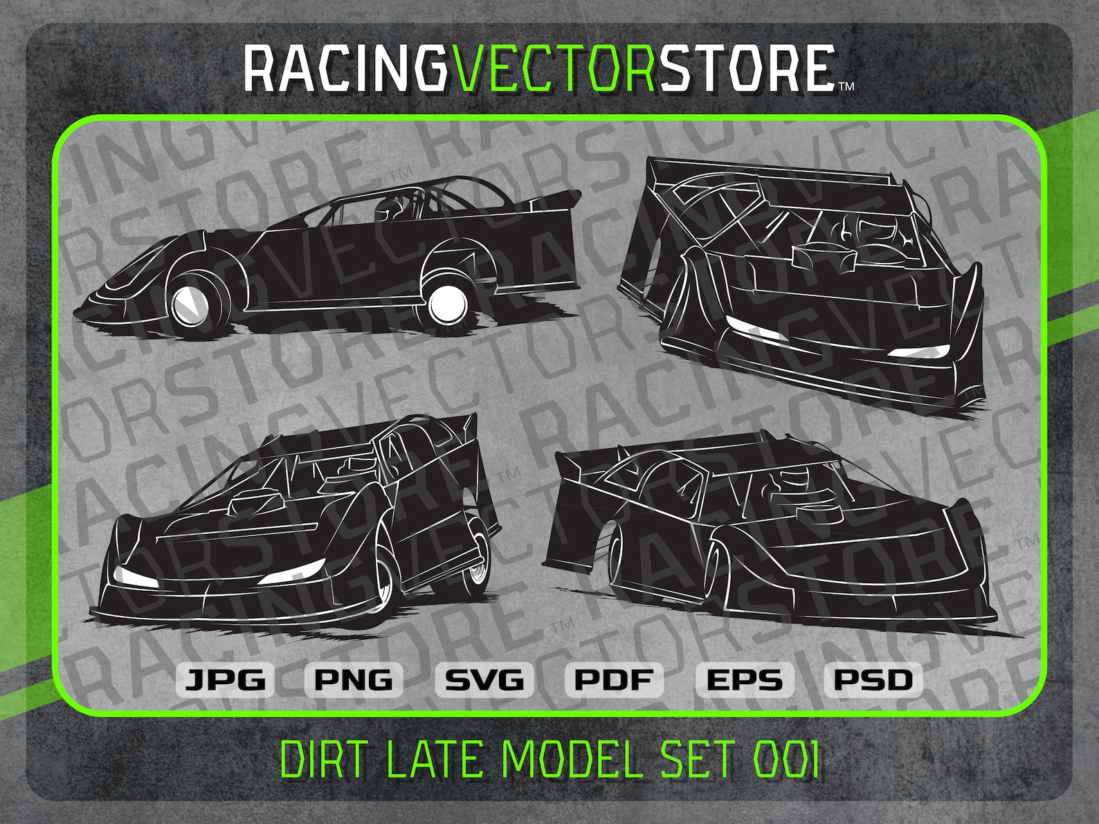 Late Model Dirt Race Car Vector Clipart Images in .svg. Eps. .pdf .jpg ...