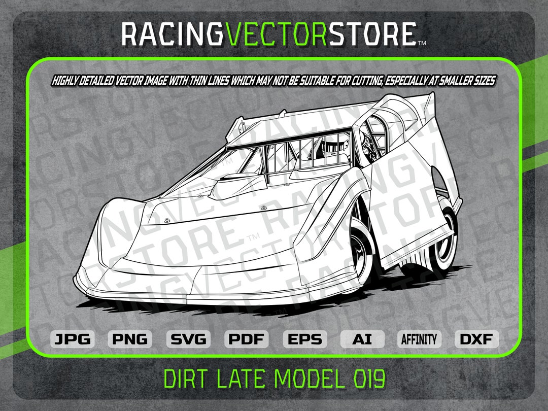 Dirt Late Model Race Car Highly Detailed Image in .svg .ai .eps .pdf ...