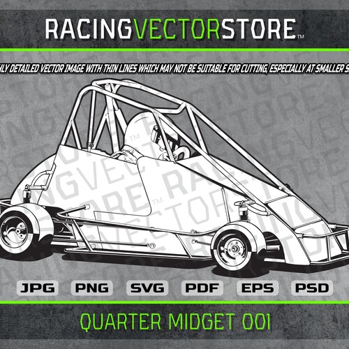 Quarter Midget Go Kart Race Car SVG File Detailed Vector for - Etsy