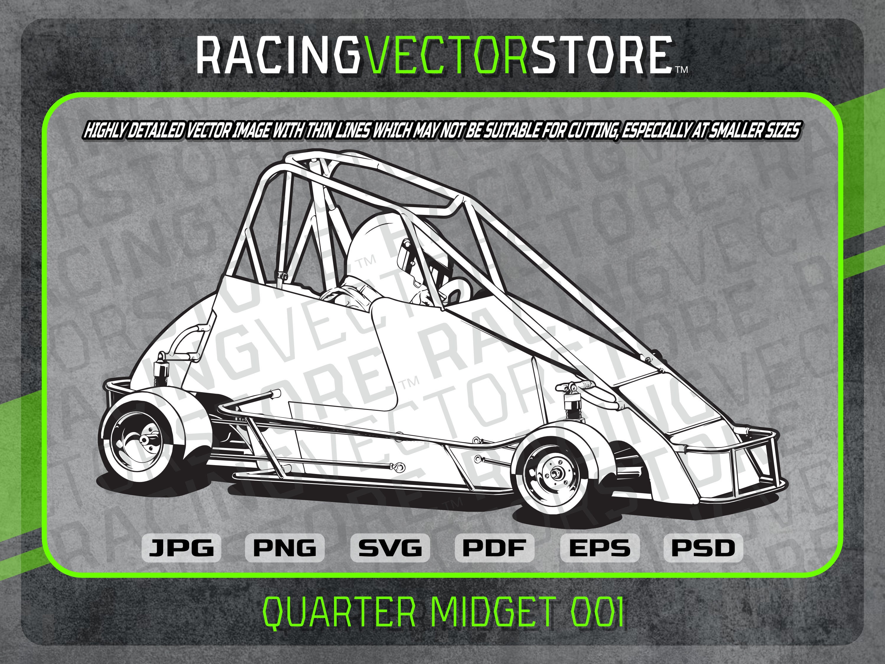 Quarter Midget Race Car Highly Detailed Vector Image in .svg .ai .pdf ...