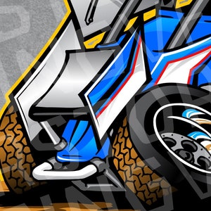 Cartoon Wing Sprint Car Race Car Highly Detailed FULL COLOR Clip Art ...