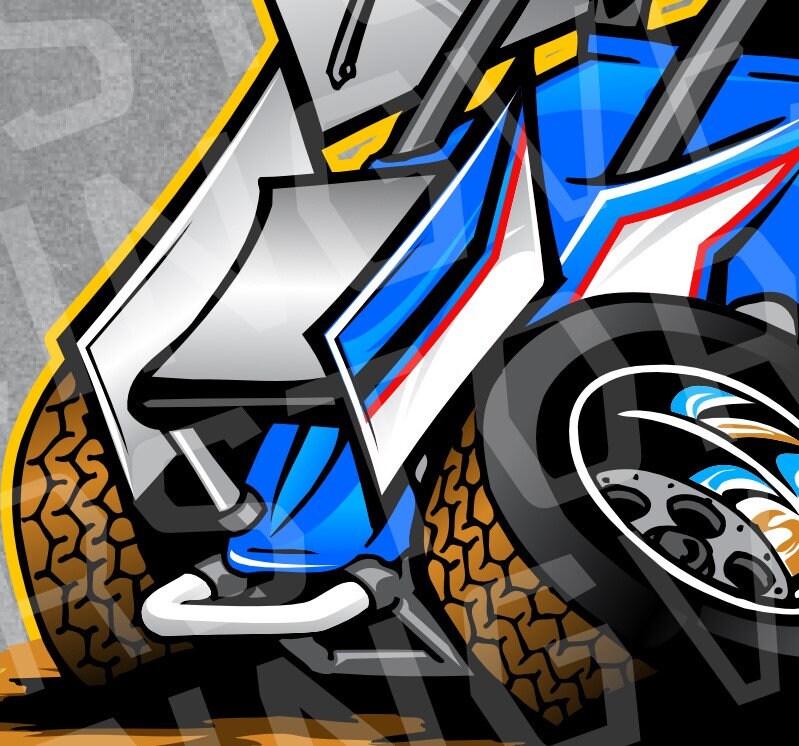 Cartoon Wing Sprint Car Race Car Highly Detailed FULL COLOR Clip Art ...