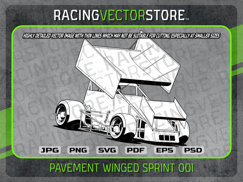 Pavement Winged Sprint Car Race Car Highly Detailed Image in .svg .ai ...