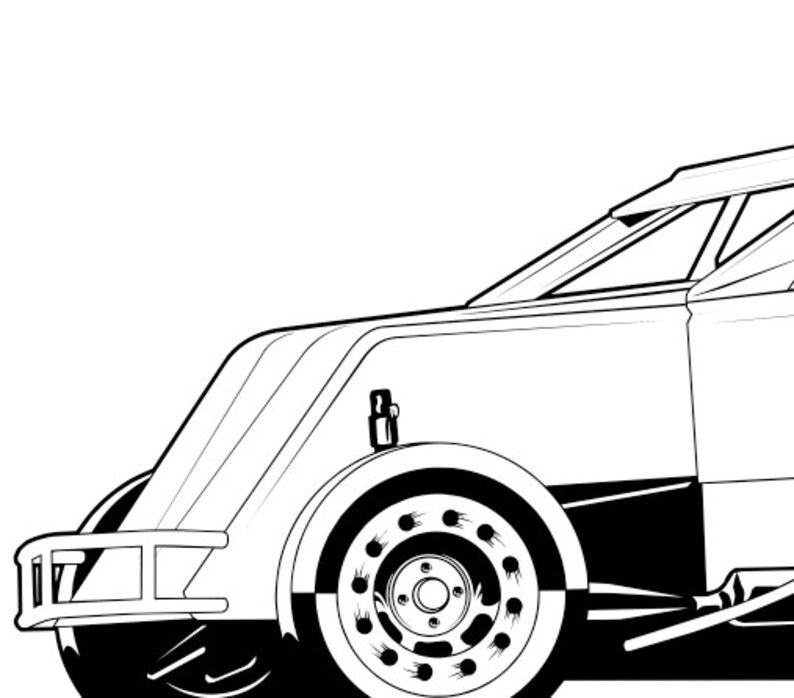 Dirt Track Mini Modified Dwarf Race Car Highly Detailed Vector Clipart ...