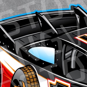 Cartoon Dirt Late Model Race Car Highly Detailed FULL COLOR Clip Art ...