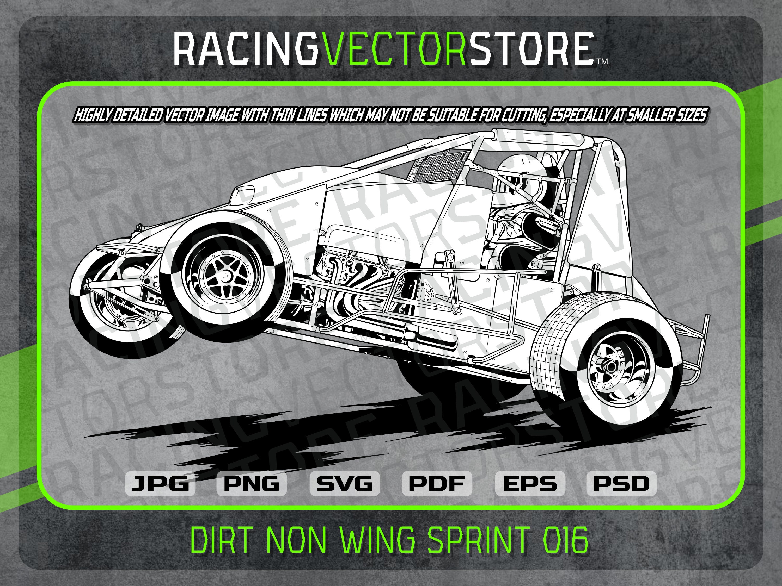 Dirt Non Wing Sprint Car Highly Detailed Vector Image in .svg .eps .pdf ...