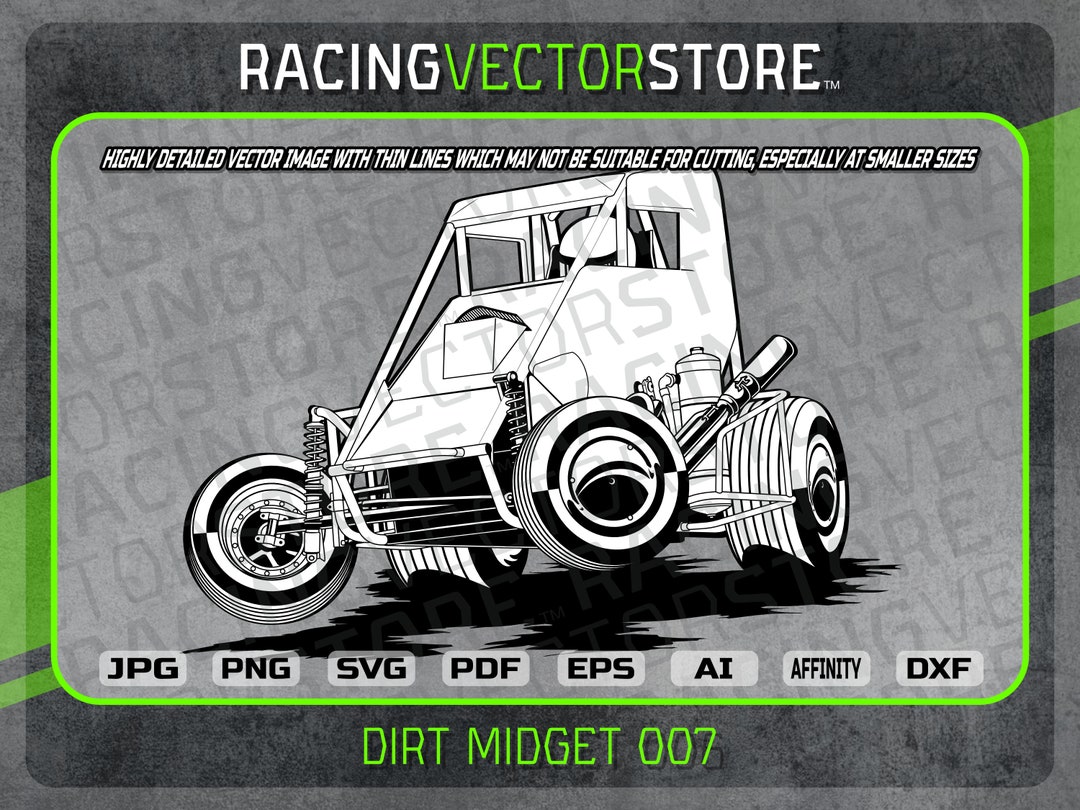 Dirt Midget Race Car Highly Detailed Vector Image in .svg .eps .pdf ...