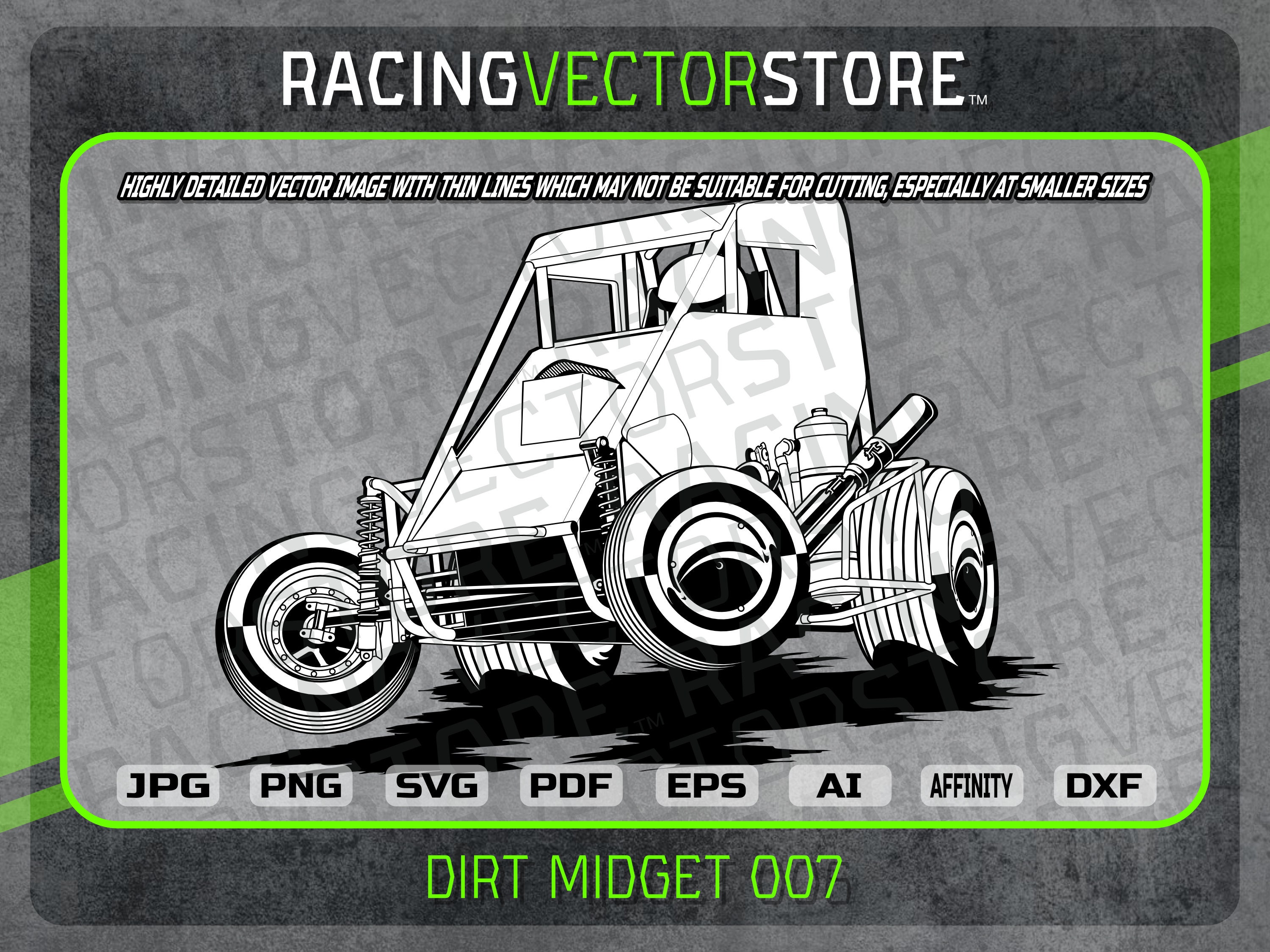 Dirt Midget Race Car Highly Detailed Vector Image in .svg .eps .pdf ...