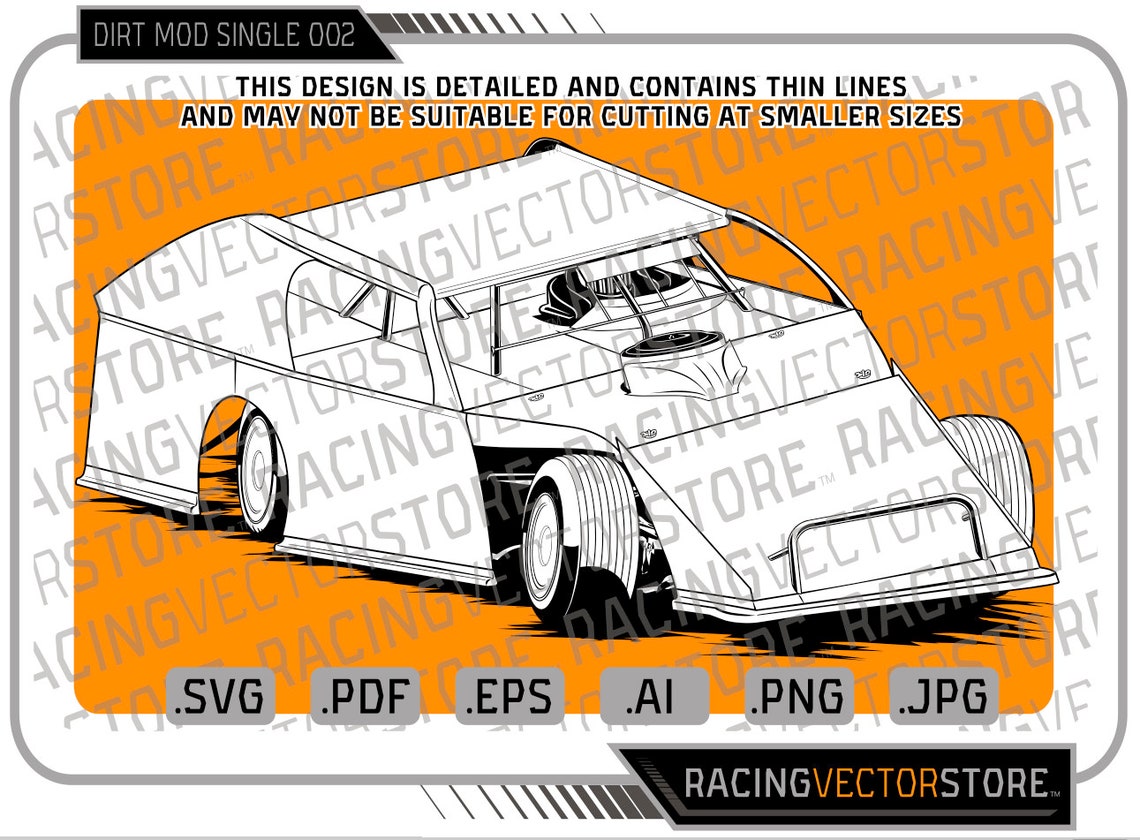 Dirt Modified Race Car Detailed Vector Image in .svg .ai .eps .pdf .png ...