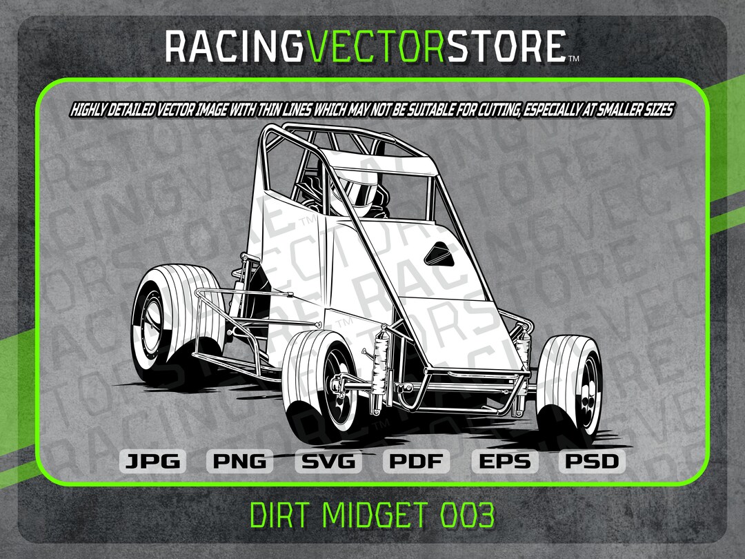 Dirt Track Midget Race Car Highly Detailed Image in .svg .ai .eps .pdf ...