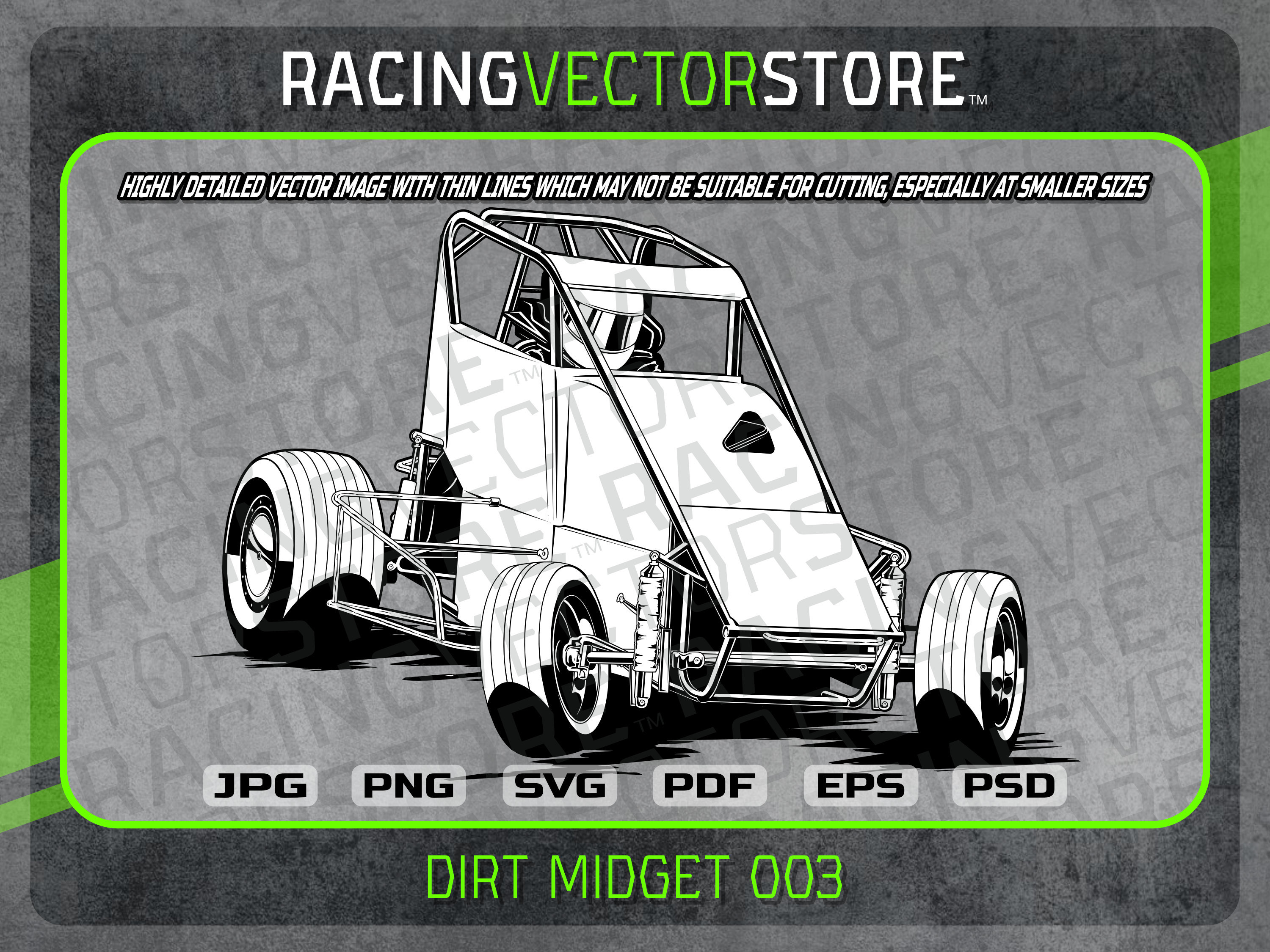 Dirt Track Midget Race Car Highly Detailed Image in .svg .ai .eps .pdf ...
