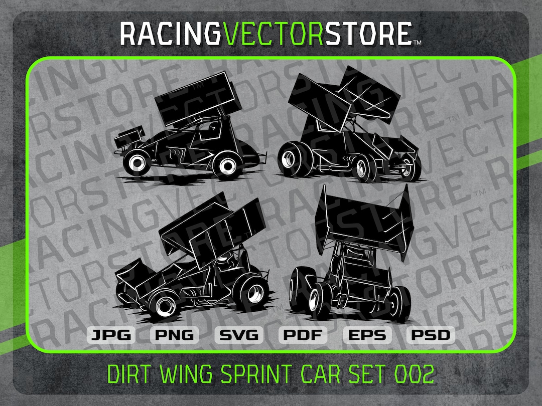 Winged Dirt Sprint Car Image in .svg .ai .eps .pdf .png .ai - Etsy