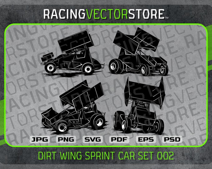 Sprint Car Winged Dirt Race Car Clipart Images in .svg .ai .eps .png ...