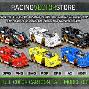 Cartoon Dirt Late Model Race Car Highly Detailed FULL COLOR Clip Art ...
