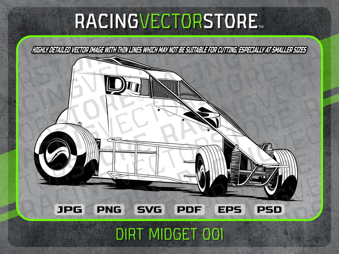 Dirt Midget Highly Detailed Image in .svg .ai .eps .pdf .png .jpg - Etsy