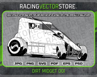 Dirt Track Midget Race Car Highly Detailed Image in .svg .ai .eps .pdf ...