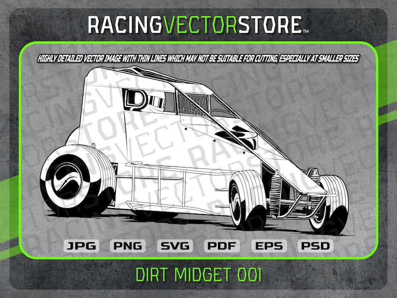 Dirt Midget Highly Detailed Image in .svg .ai .eps .pdf .png .jpg - Etsy