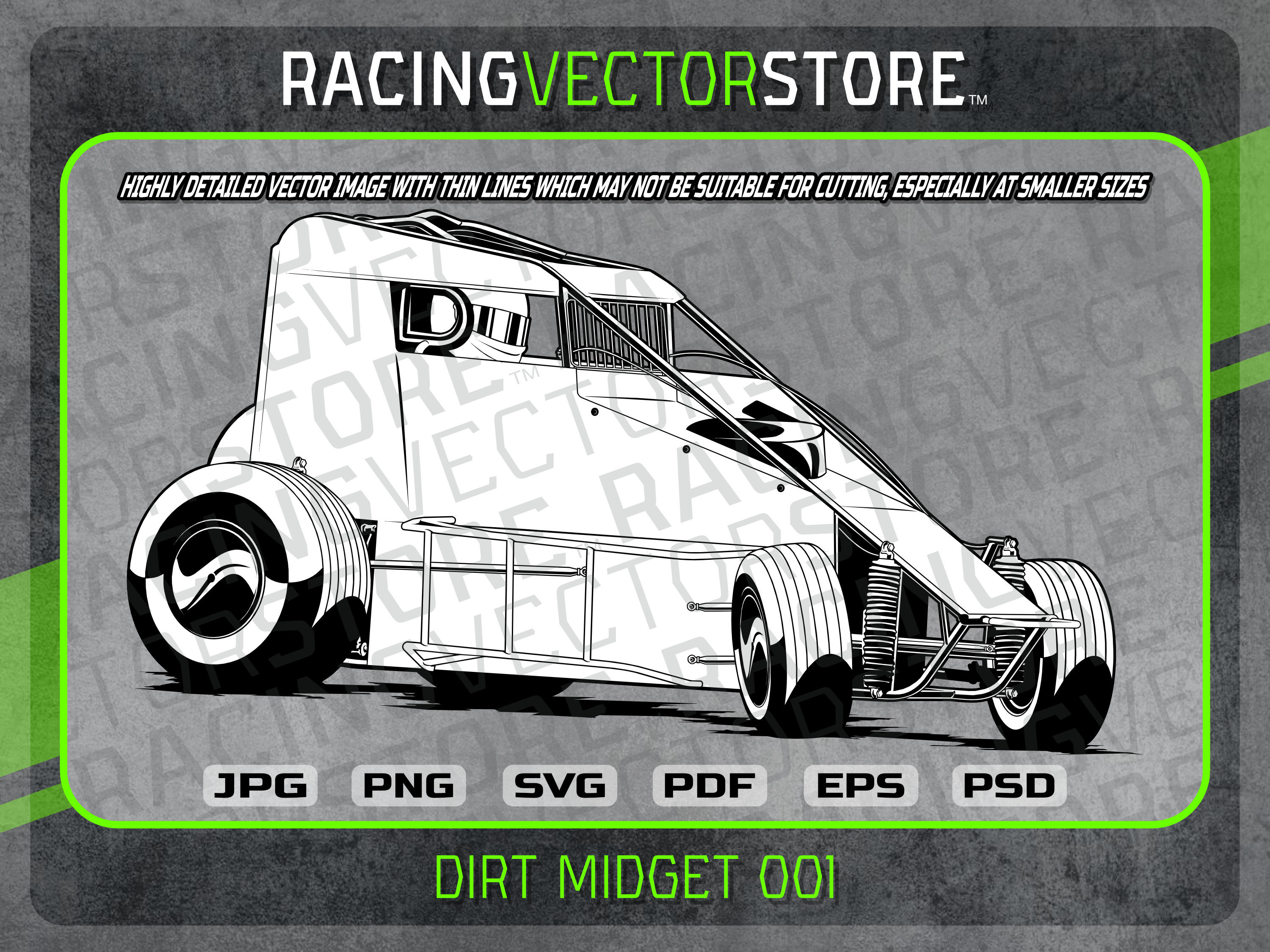 Dirt Midget Highly Detailed Image in .svg .ai .eps .pdf .png .jpg - Etsy
