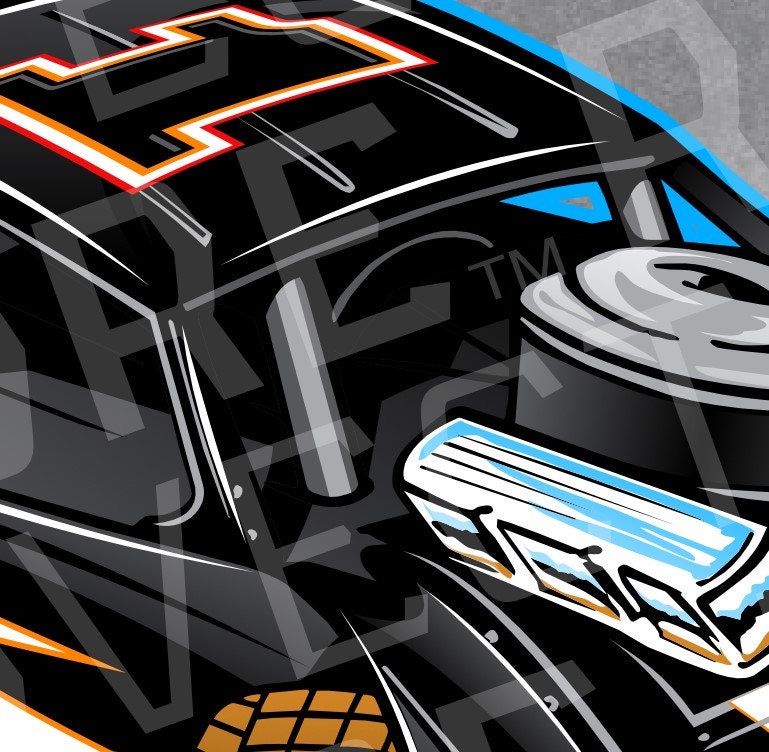 Cartoon Dirt Late Model Race Car Highly Detailed FULL COLOR Clip Art ...