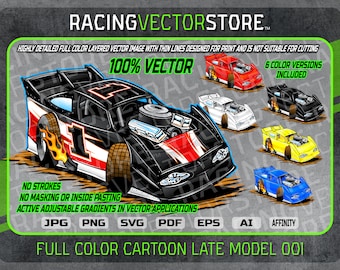 Cartoon Wing Sprint Car Race Car Highly Detailed FULL COLOR Clip Art ...