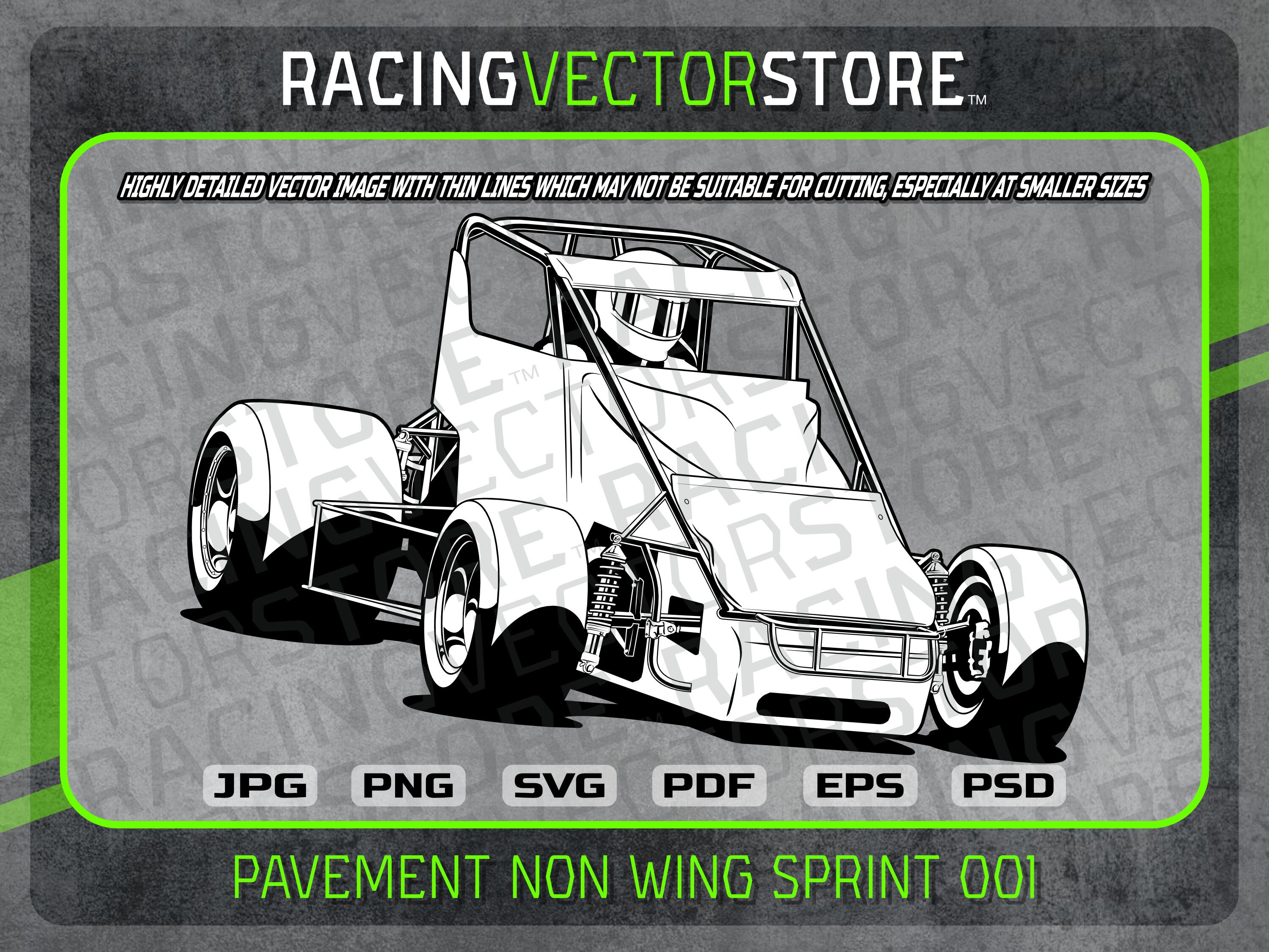 Pavement Non Wing Sprint Car Race Car Highly Detailed Image in .svg .ai ...