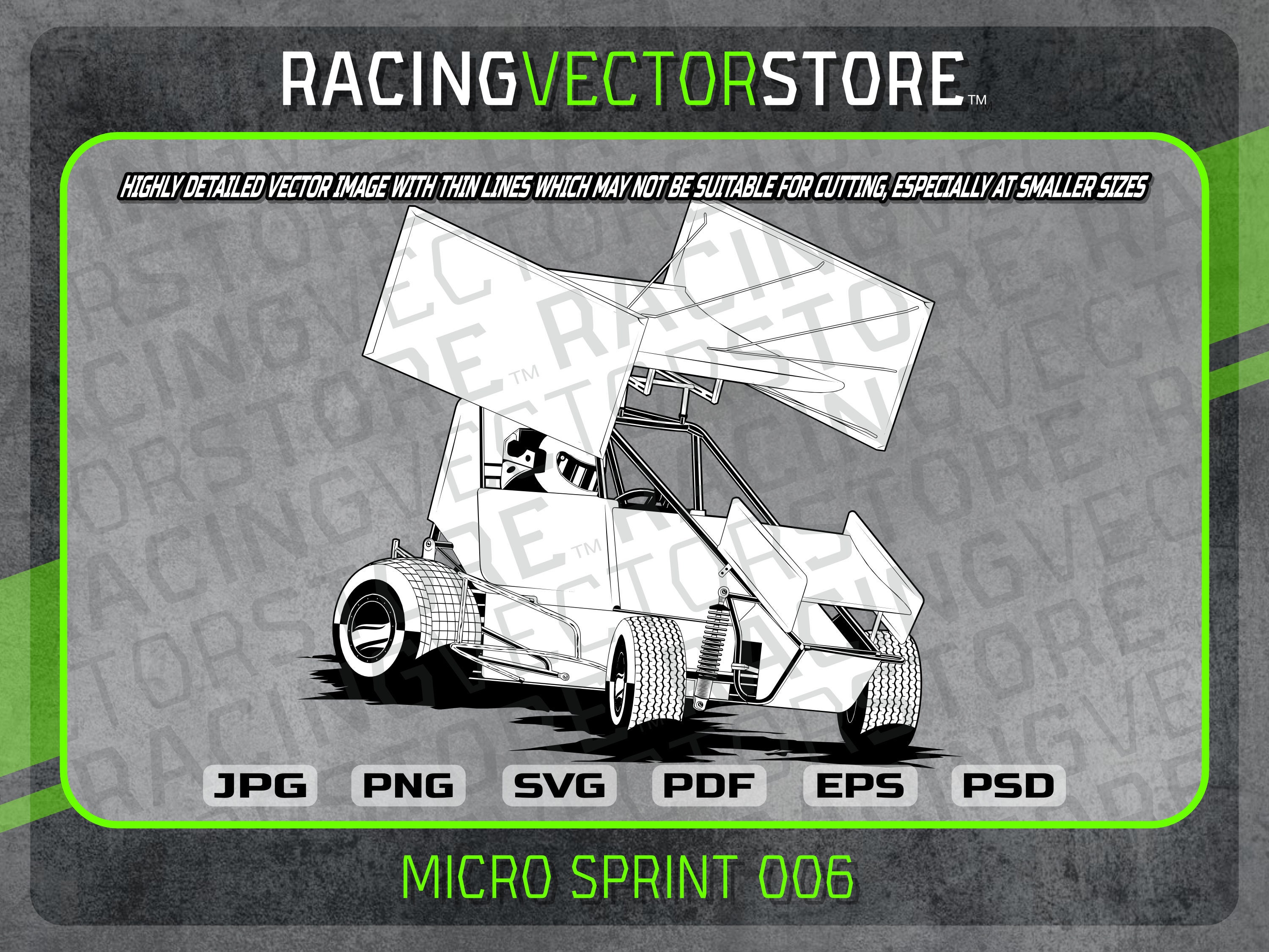 Dirt Micro Sprint Mini Sprint Race Car Highly Detailed Vector Image in ...