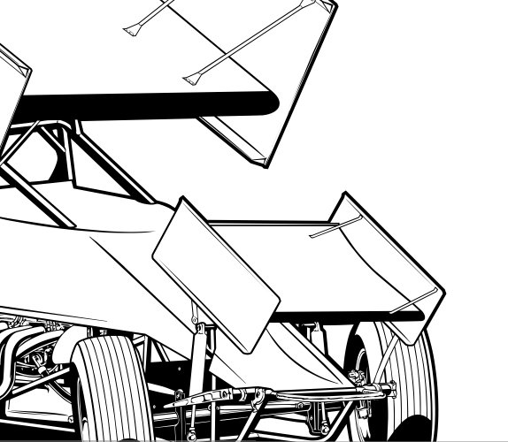 Dirt Track Winged Sprint Car Race Car Highly Detailed Image in .svg .ai ...
