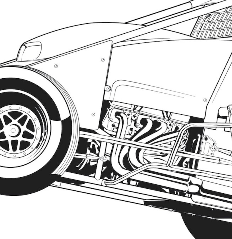 Dirt Non Wing Sprint Car Highly Detailed Vector Image in .svg .eps .pdf ...