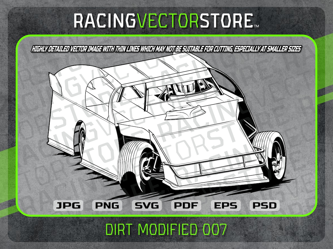 Dirt Modified Race Car Highly Detailed Image in .svg .ai .eps .pdf .png ...