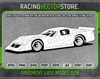 Pavement Late Model Race Car EPS SVG PNG Dxf Vector Art Cricut ...