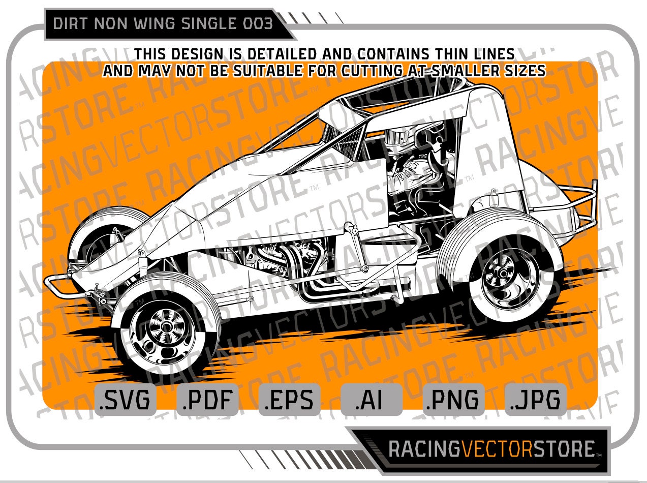 Dirt Non Wing Sprint Car Highly Detailed Image in .svg .ai .eps .pdf ...