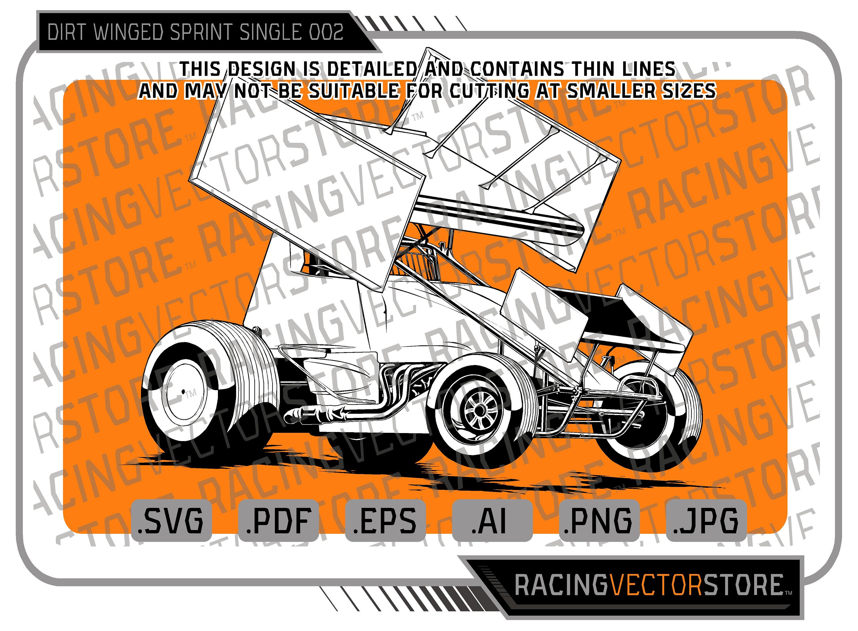 Embellishments Papercraft Winged dirt sprint car image in .svg .ai .eps ...