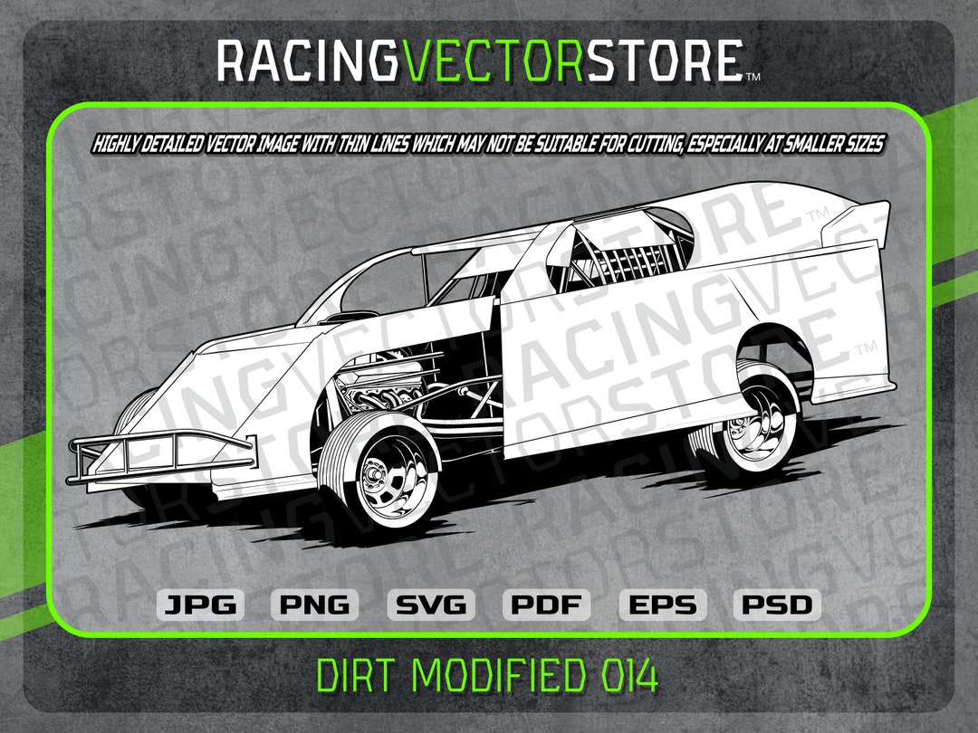 Dirt Track Modified Race Car Highly Detailed Vector Image in .svg .ai ...