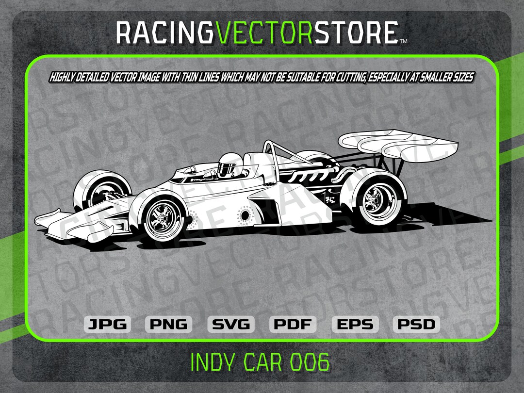 Indy Car Vintage 1970's Race Car Highly Detailed Vector Clipart Image ...