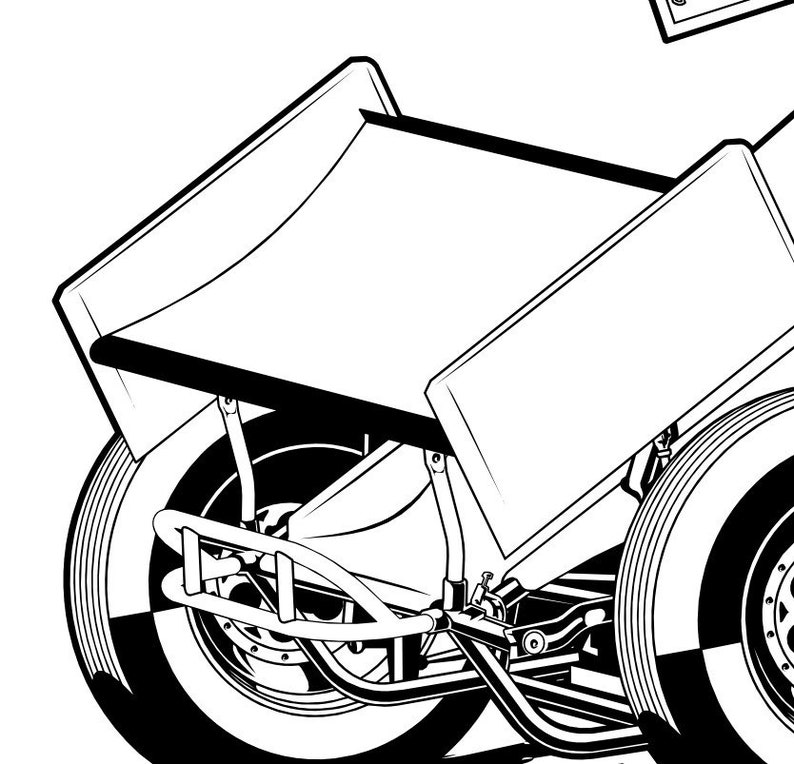 Dirt Winged Sprint Race Car Highly Detailed Vector Image in .svg .eps ...