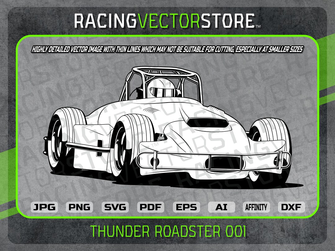 Thunder Roadster Race Car Highly Detailed Vector Image in .svg .pdf ...